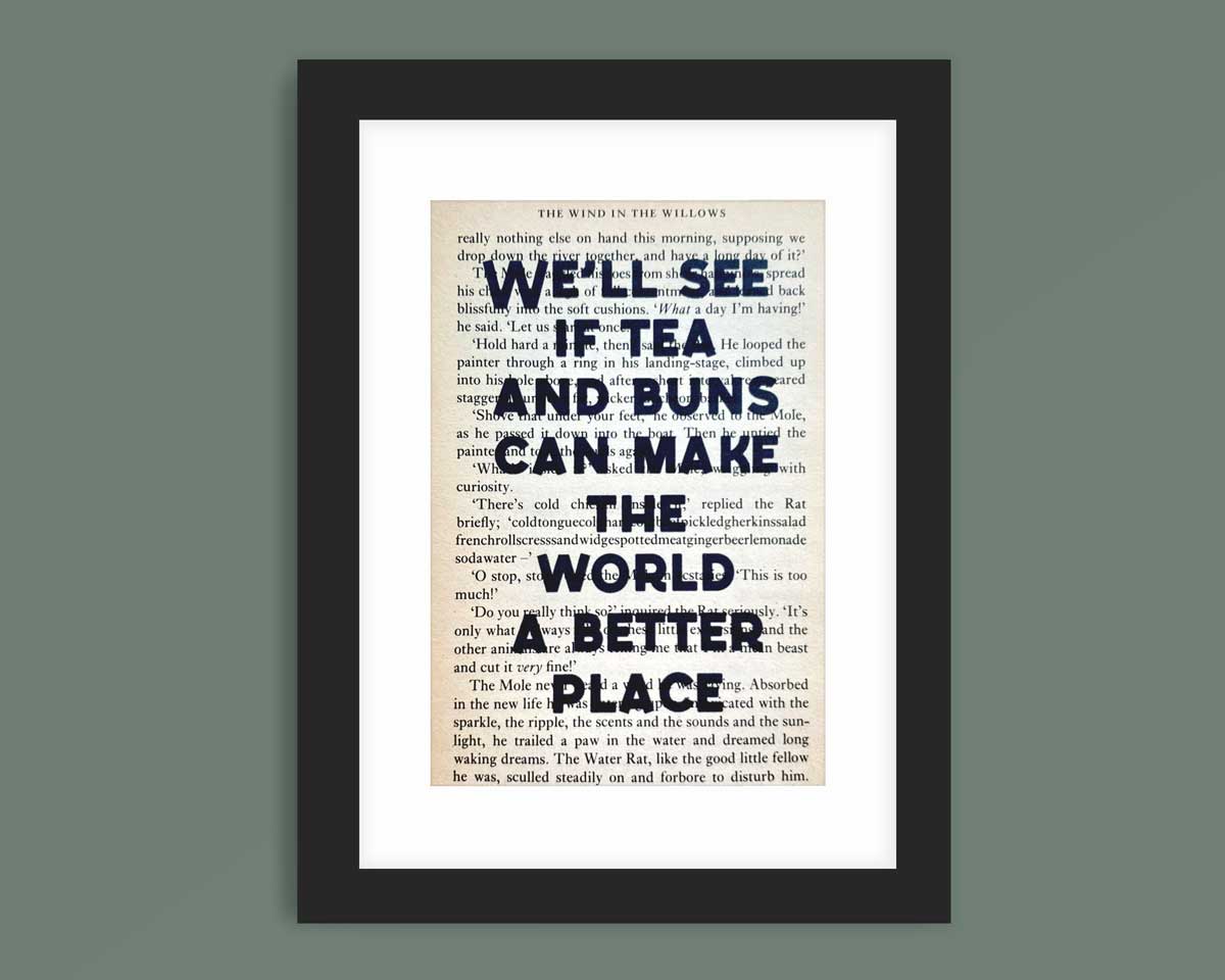 Wind in the Willows Quote Book Page Print - Tea and Buns - Laurel Lane